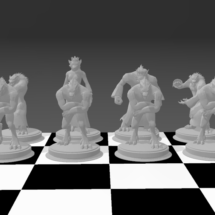 3D Printable Chess Set - World of Warcraft - Worgens by ocram3000