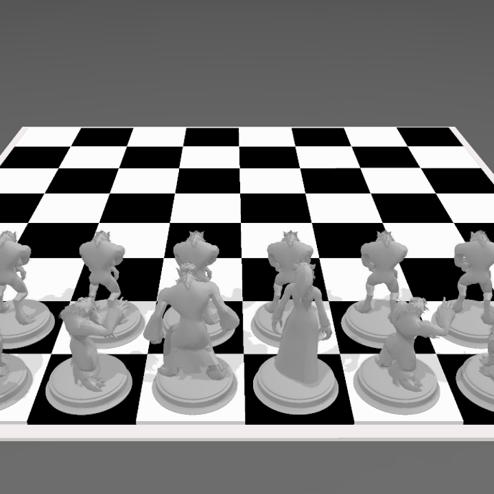 3D Printable Chess Set - World of Warcraft - Worgens by ocram3000
