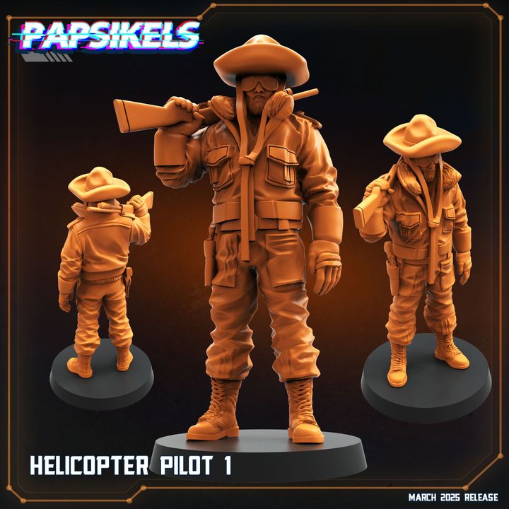 3D Printable THE HELICOPTER PILOT by PAPSIKELS MINIATURES