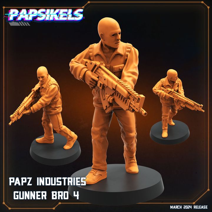 3D Printable PAPZ INDUSTRIES GUNNER BROS SET 1 by PAPSIKELS MINIATURES