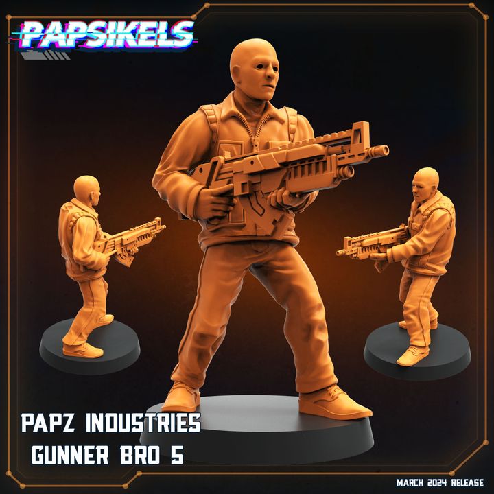 3D Printable PAPZ INDUSTRIES GUNNER BROS SET 1 by PAPSIKELS MINIATURES
