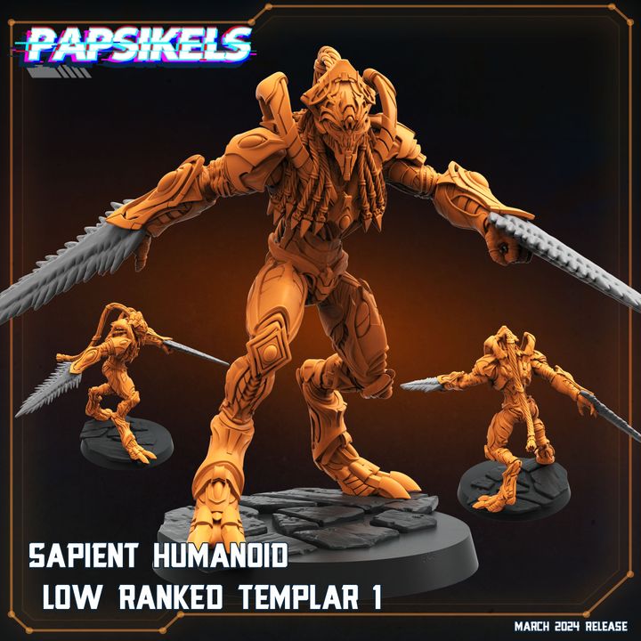 3D Printable SAPIENT HUMANOID LOW RANKED TEMPLARS by PAPSIKELS MINIATURES
