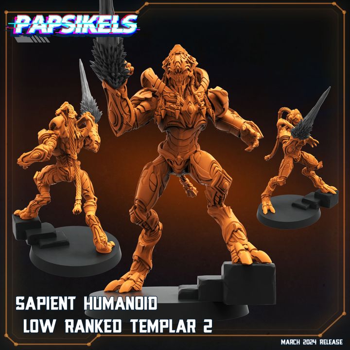 3D Printable SAPIENT HUMANOID LOW RANKED TEMPLARS by PAPSIKELS MINIATURES