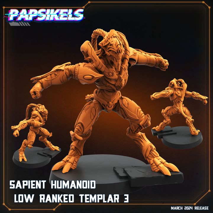 3D Printable SAPIENT HUMANOID LOW RANKED TEMPLARS by PAPSIKELS MINIATURES