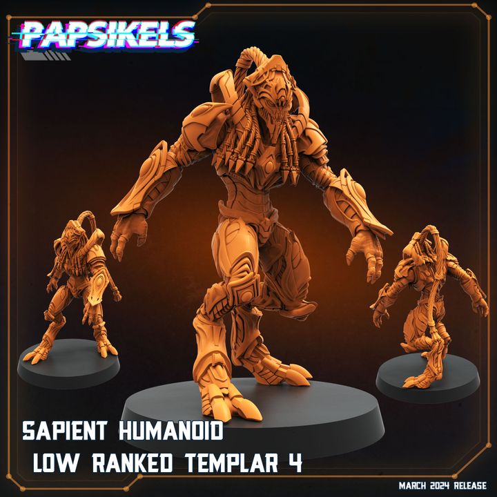 3D Printable SAPIENT HUMANOID LOW RANKED TEMPLARS by PAPSIKELS MINIATURES