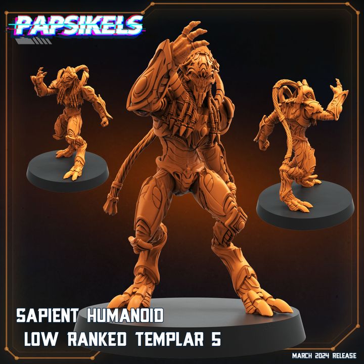 3D Printable SAPIENT HUMANOID LOW RANKED TEMPLARS by PAPSIKELS MINIATURES