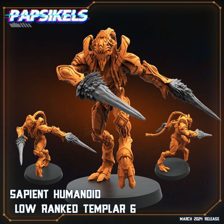 3D Printable SAPIENT HUMANOID LOW RANKED TEMPLARS by PAPSIKELS MINIATURES