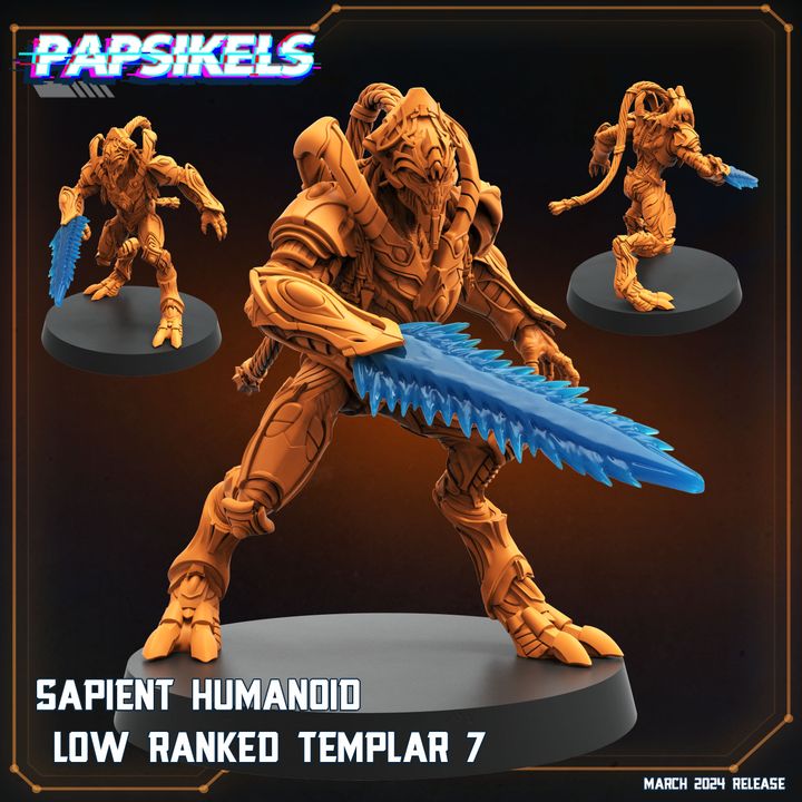 3D Printable SAPIENT HUMANOID LOW RANKED TEMPLARS by PAPSIKELS MINIATURES