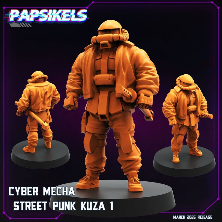 3D Printable CYBER MECHA STREET PUNK KUZA 1 by PAPSIKELS MINIATURES