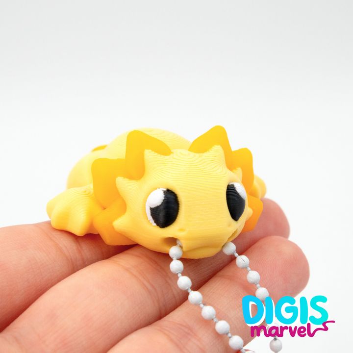 3D Printable Tiny Axolotl Flexi + Keychain by DigiMarvels