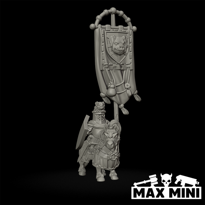 3D Printable Halfling Mounted Battle Standard by Max Mini