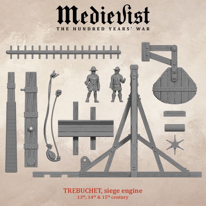 3D Printable Trebuchet, siege engine - 13th , 14th and 15th century by ...