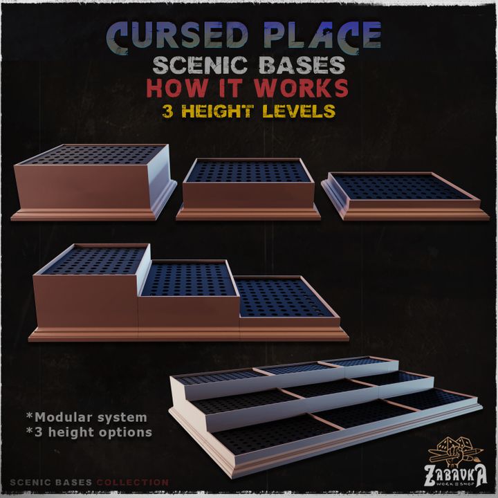 3D Printable Cursed Place - Scenic Bases (40mm Bases) by Zabavka Workshop