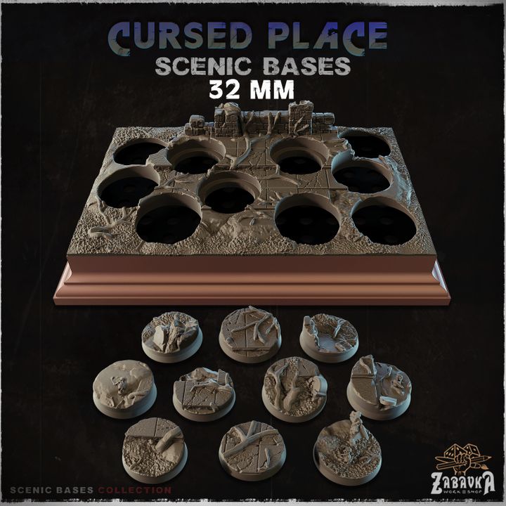 3D Printable Cursed Place - Scenic Bases (Small Set) by Zabavka Workshop