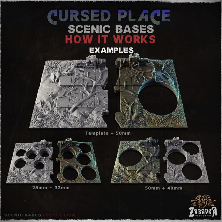 3D Printable Cursed Place - Scenic Bases (Small Set) by Zabavka Workshop