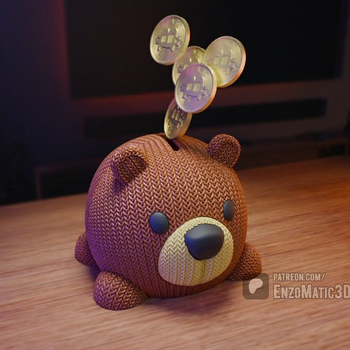 3D Printable bear piggy bank, money box - print in place, no supports by EnzoMatic3D