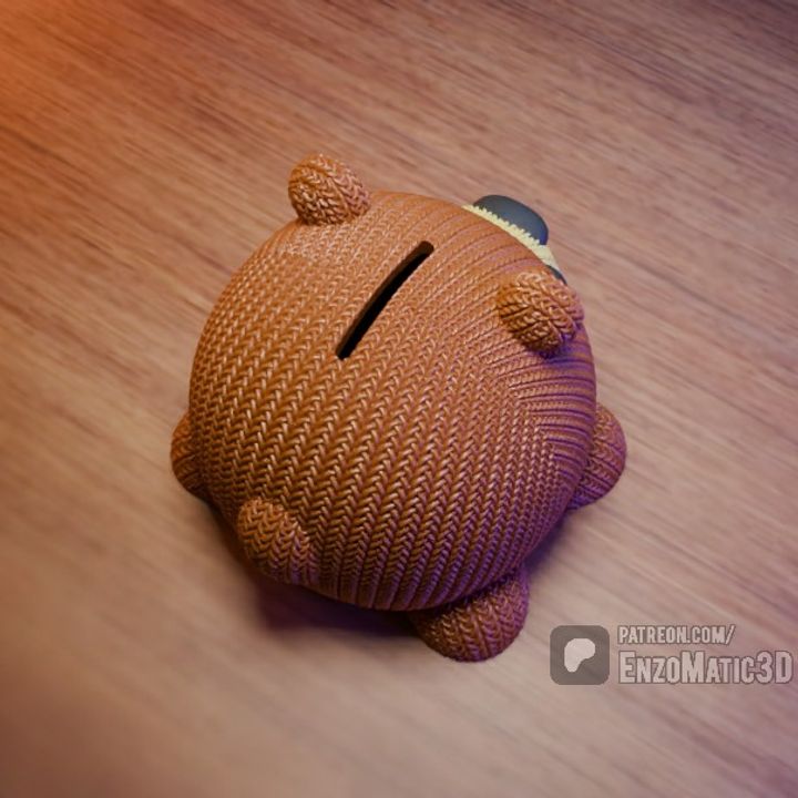 3D Printable bear piggy bank, money box - print in place, no supports by EnzoMatic3D