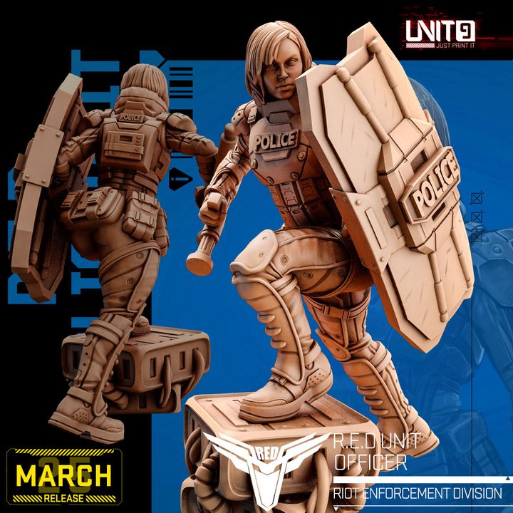 3D Printable Cyberpunk - R.E.D. Officer - RIOT Enforcement Division by ...