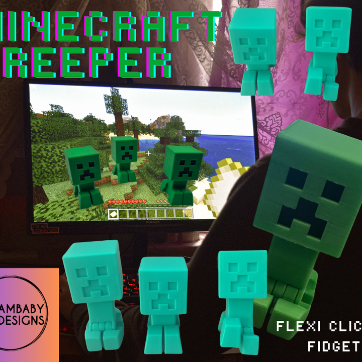 3D Printable Minecraft Creeper Flexi Clicker Fidget by Jambaby Designs