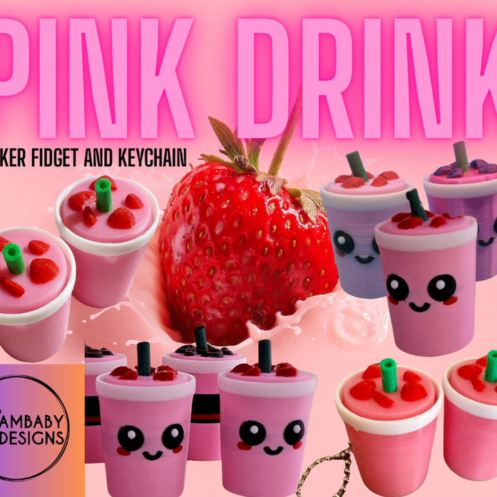 3D Printable St*rb*cks Pink Drink Clicker Fidget and Keychain by ...
