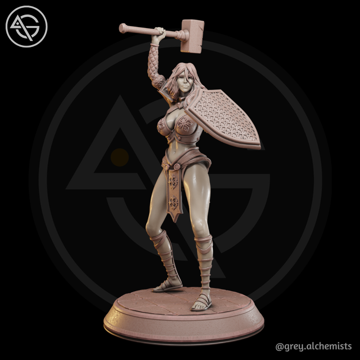 3D Printable Shalia the Human Cleric, DnD Miniatures - Fantasy Character in Attack Pose, 32mm ...