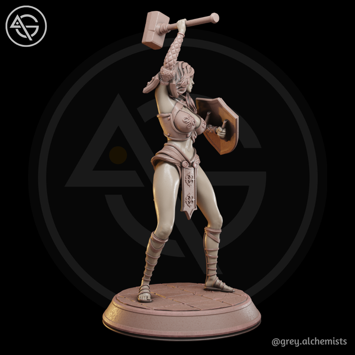 3D Printable Shalia the Human Cleric, DnD Miniatures - Fantasy Character in Attack Pose, 32mm ...