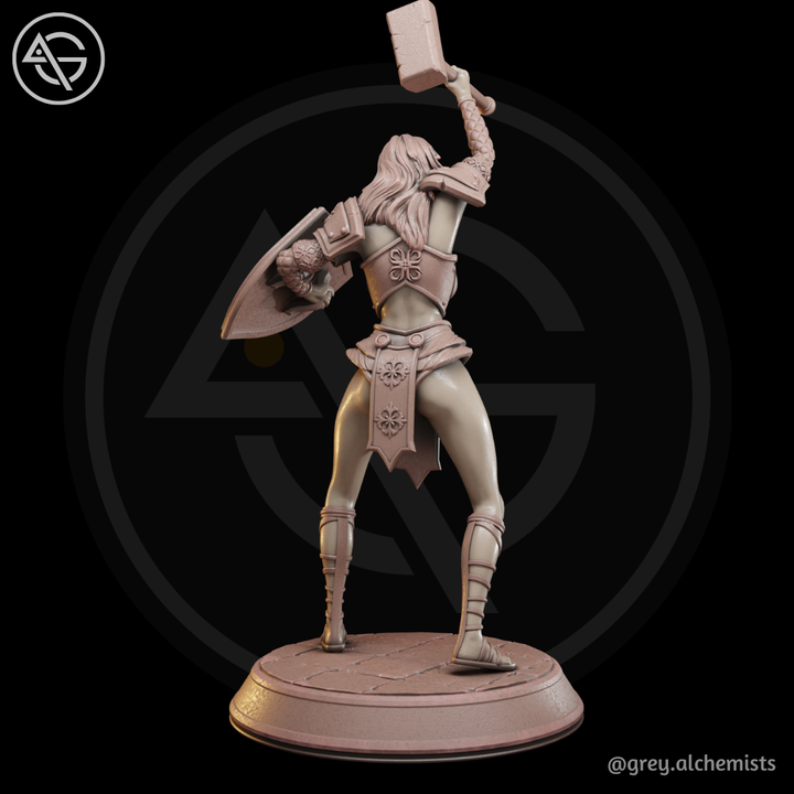 3D Printable Shalia the Human Cleric, DnD Miniatures - Fantasy Character in Attack Pose, 32mm ...