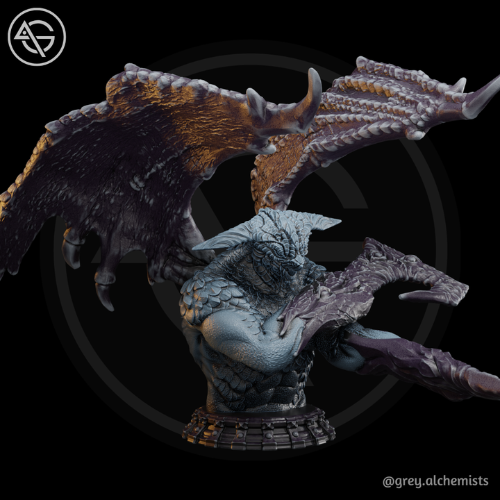 3D Printable Miniature Bust - Kaldaroth the Shadow Demon with Wings ...
