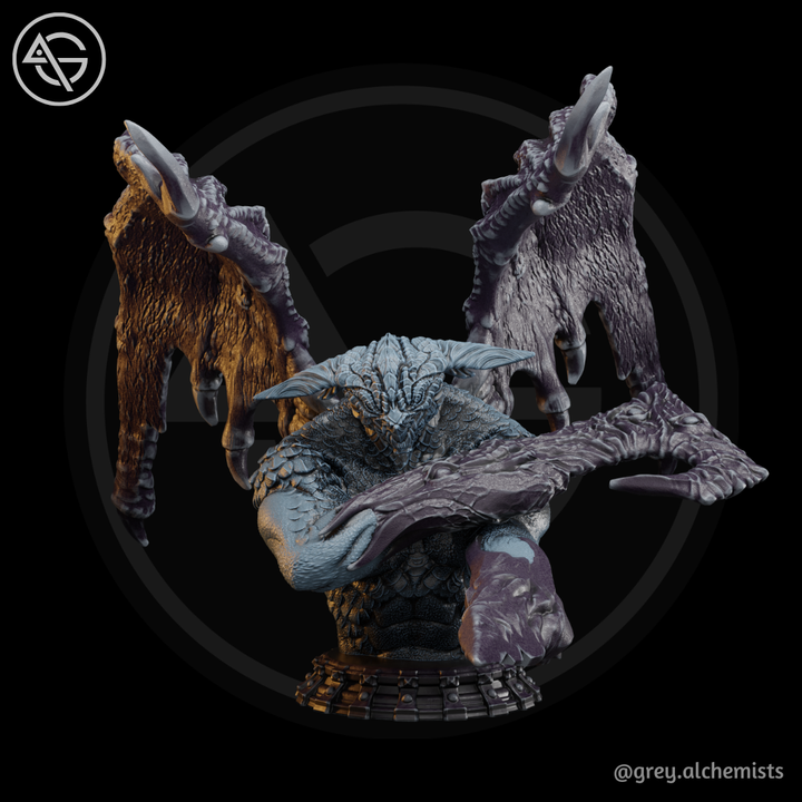 3D Printable Miniature Bust - Kaldaroth the Shadow Demon with Wings ...