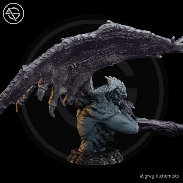 3D Printable Miniature Bust - Kaldaroth the Shadow Demon with Wings ...