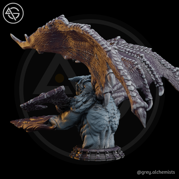 3D Printable Miniature Bust - Kaldaroth the Shadow Demon with Wings ...