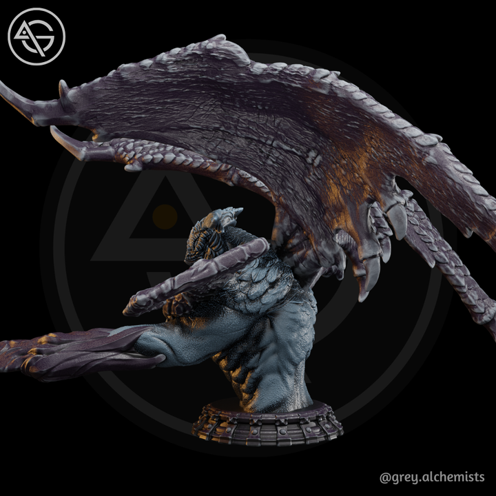 3D Printable Miniature Bust - Kaldaroth the Shadow Demon with Wings ...