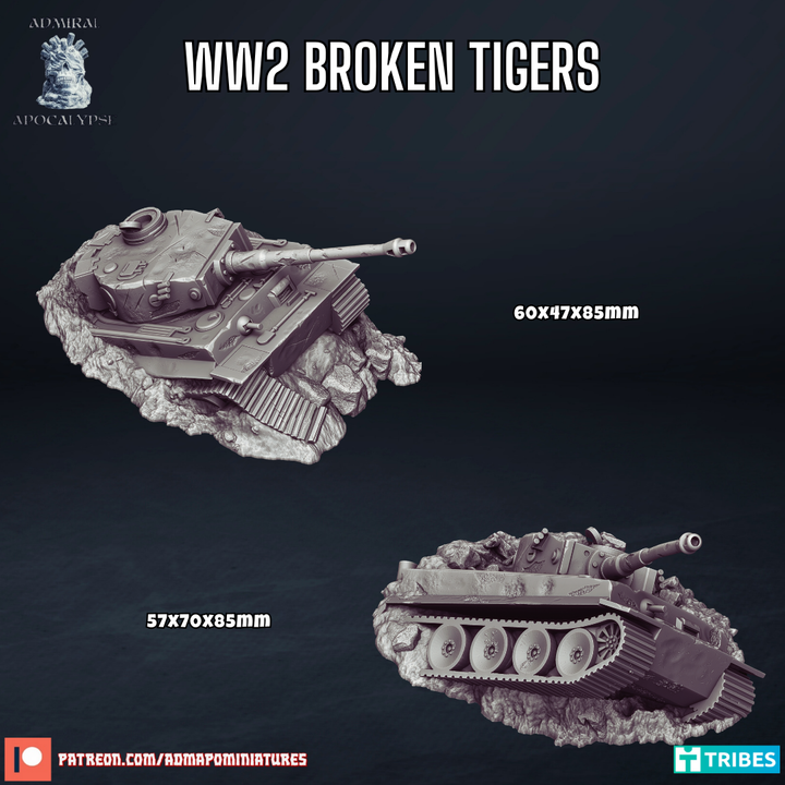 3D Printable Broken WW2 German Tiger Tanks (Pre-supported) by Admiral ...