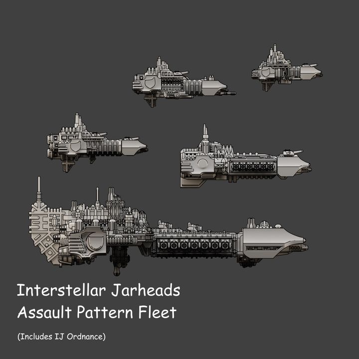 3D Printable Interstellar Jarheads Assault Pattern Fleet by Space Cowboys