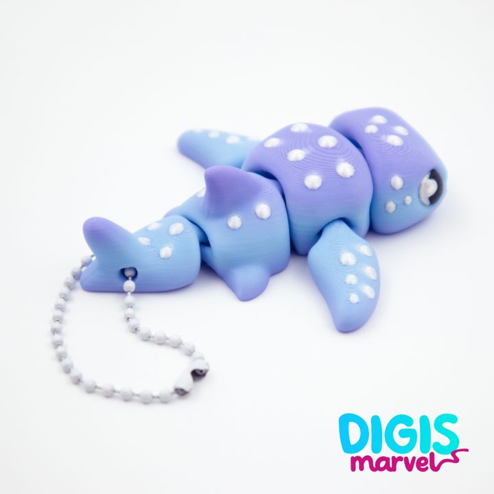 3D Printable Flexi Tiny Whale Shark + Keychain by DigisMarvel