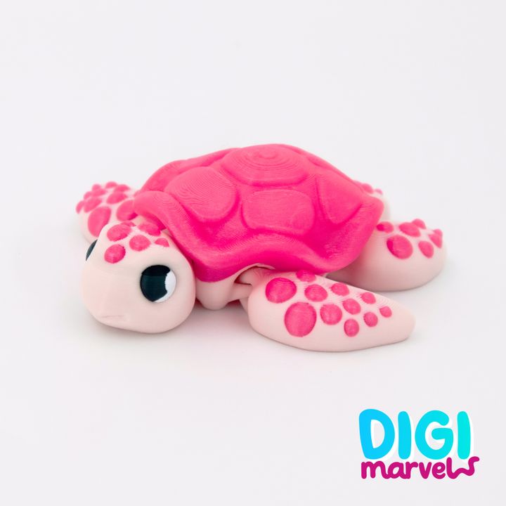 3D Printable Flexi Sea Turtle + Keychain by DigiMarvels