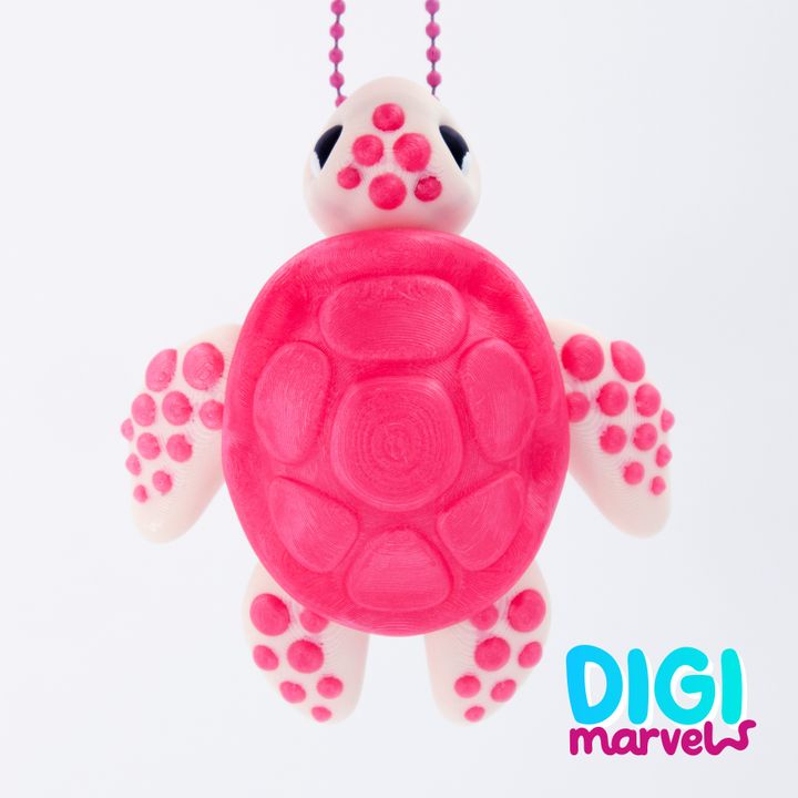 3D Printable Flexi Sea Turtle + Keychain by DigiMarvels