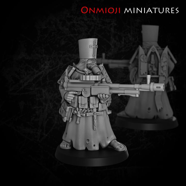 3D Printable Priest with a machine gun by Stanislav Kuznetsov
