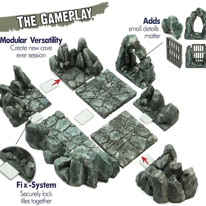 3D Printable Modular Caves - Commercial License by My Dungeon