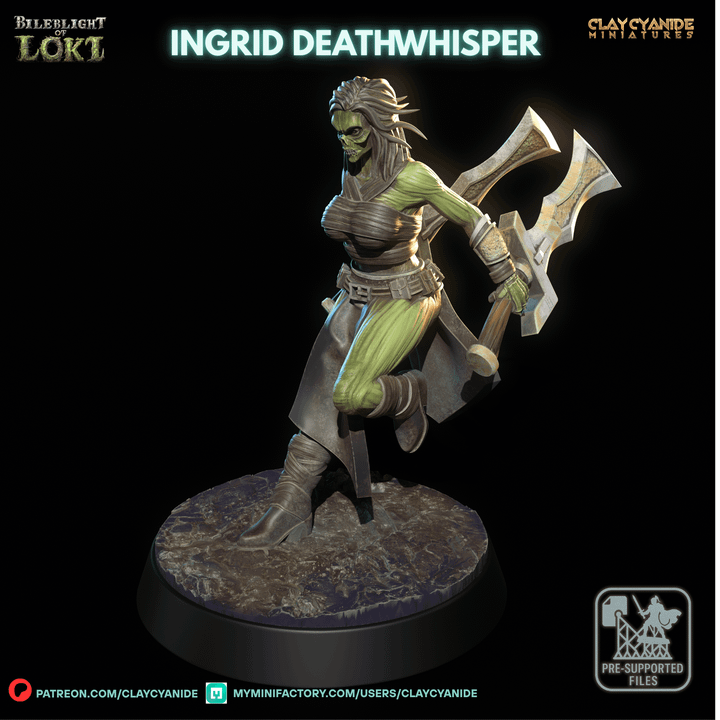 3D Printable Ingrid Deathwhisper by Clay Cyanide Miniatures