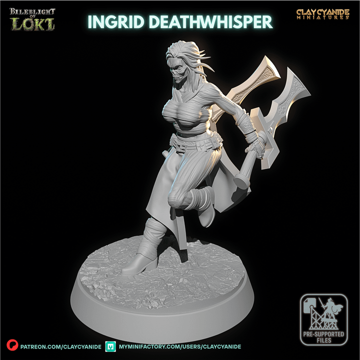 3D Printable Ingrid Deathwhisper by Clay Cyanide Miniatures