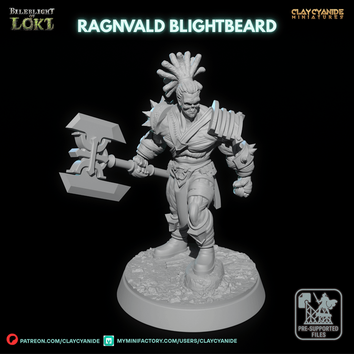 3D Printable Ragnvald Blightbeard by Clay Cyanide Miniatures