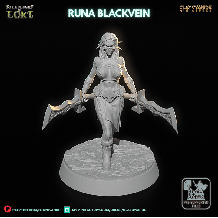 3D Printable Runa Blackvein by Clay Cyanide Miniatures
