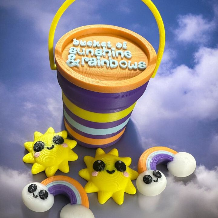3D Printable Little Bucket of Sunshine and Rainbows! by Jambaby Designs
