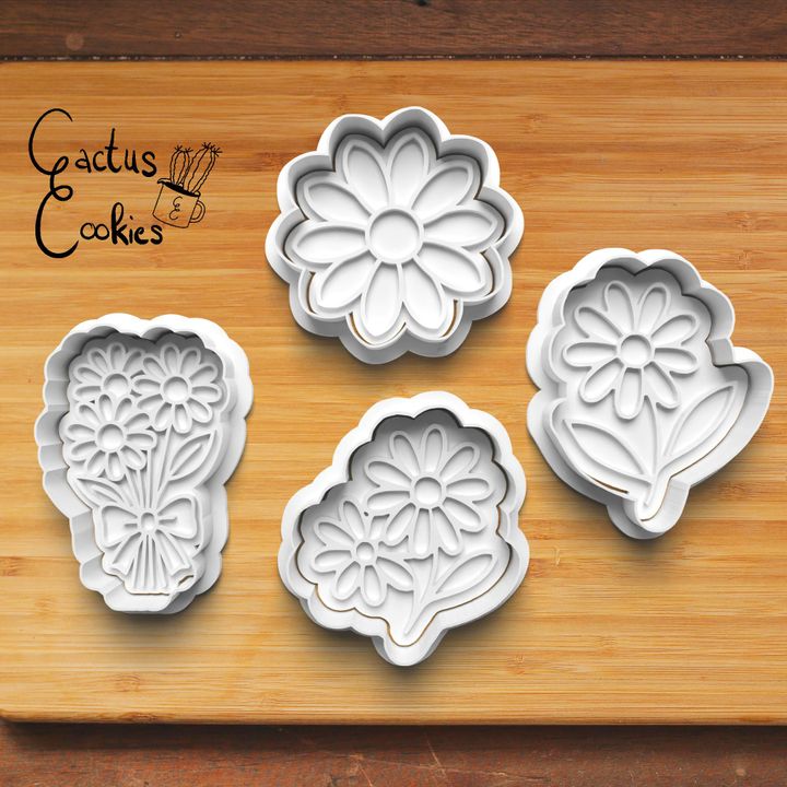 3D Printable Daisy Flower Cookie Cutter set 0844 by James-Jason Beckers
