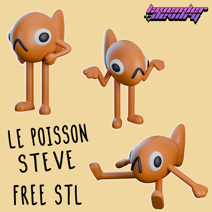 3D Printable Le Poisson Steve - Free Model by Lavender Devilry