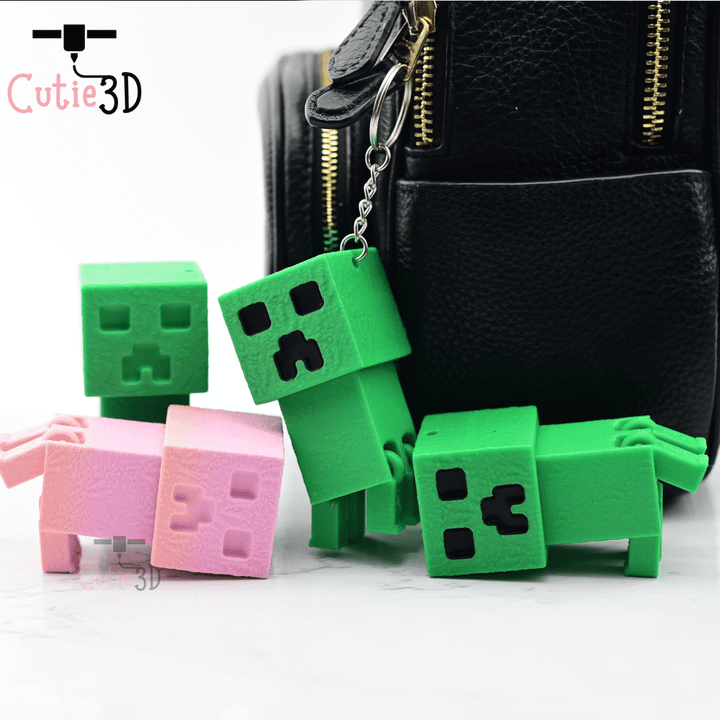 3D Printable Cutie3D Articulated Minecraft Creeper Keycap Fidget ...