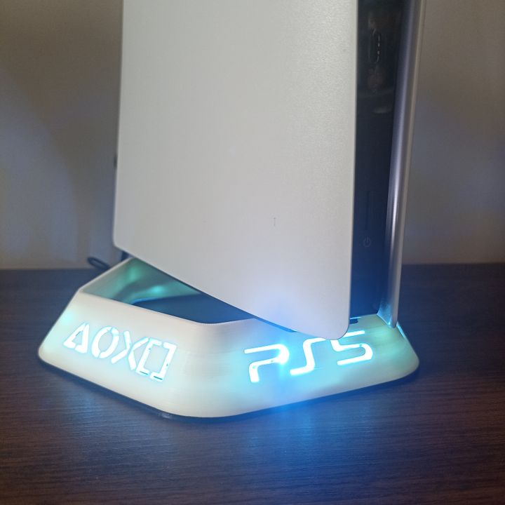 3D Printable Playstation 5 Vertical Stand Customizable with LED by Júnior