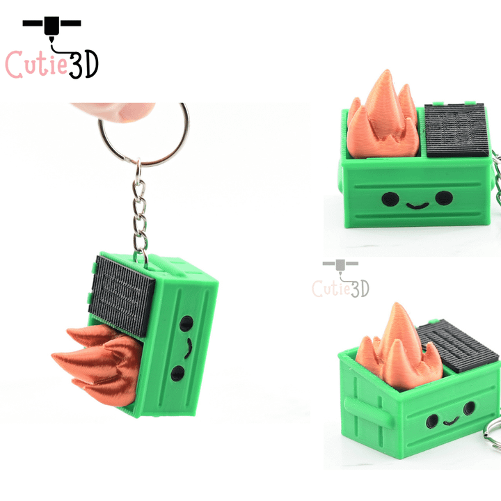 3D Printable Cutie3D Dumpster Fire Keycap Fidget Clicker Keychain ...