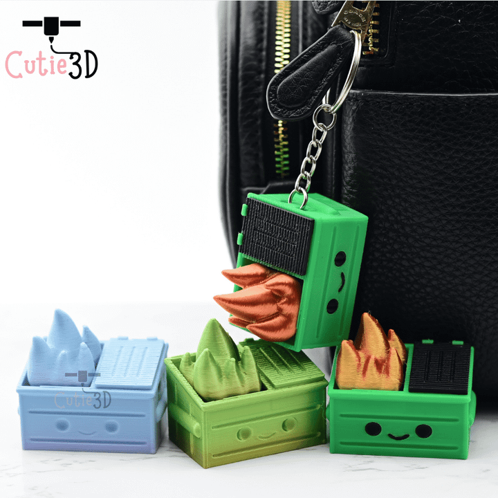 3D Printable Cutie3D Dumpster Fire Keycap Fidget Clicker Keychain ...